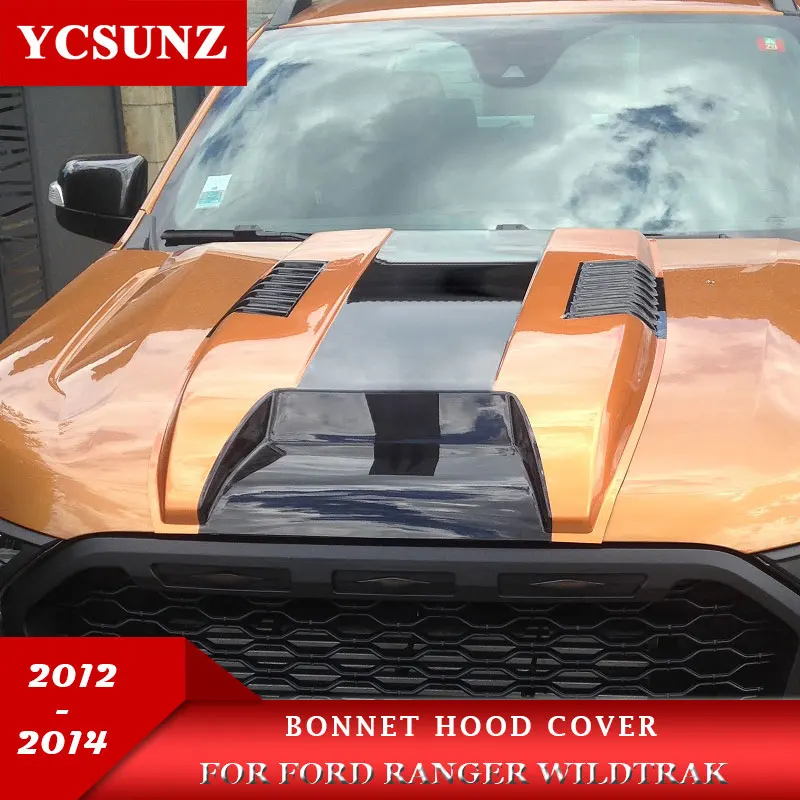 Abs Orange Black Bonnet Scoop Hood For Ford Ranger 2012 2013 2014 T6 ...