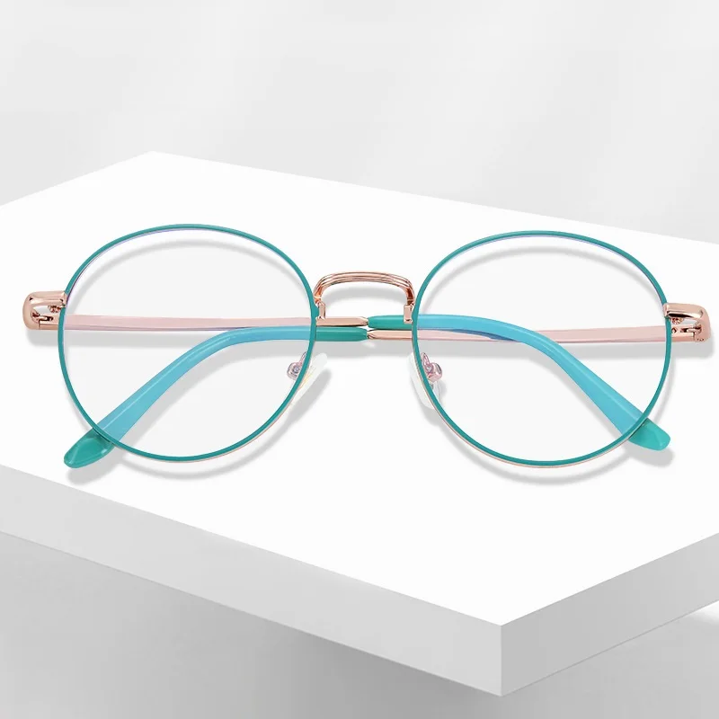 Fashion Metal Anti Blue Light Glasses Men Women Classic Retro Round ...