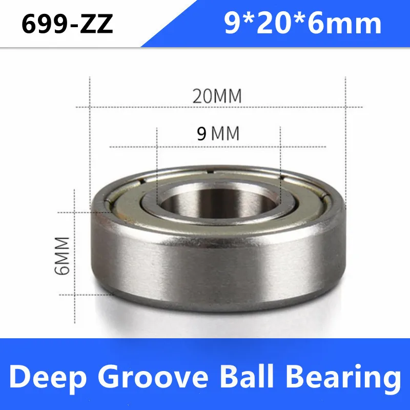 100 개/몫 699ZZ 9*20*6mm 깊은 홈 볼 베어링 699Z 699 2Z 9x20x6mm 이중 금속 커버|bearing ...