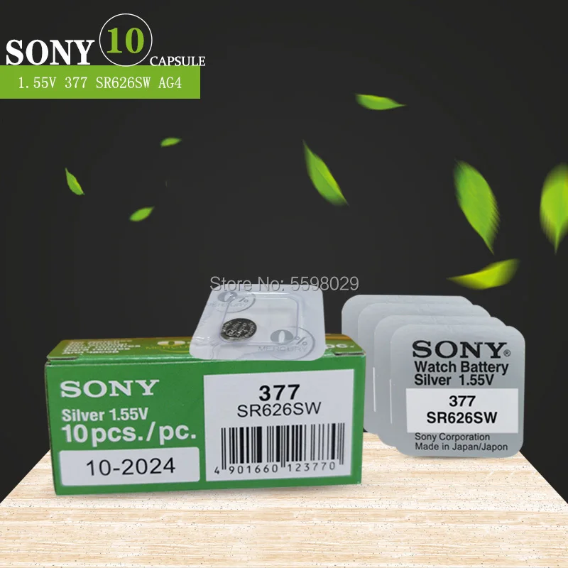 Lot de 10 batteries pour Sony 377, en oxyde d'argent AG4, LR626, 377A ...