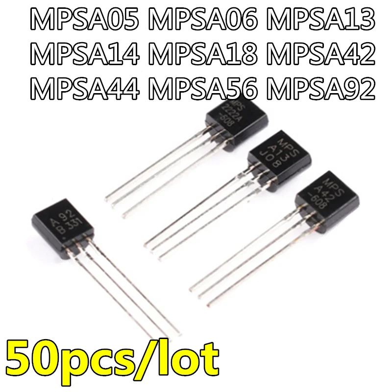 50pcs-MPSA05-MPSA06-MPSA13-MPSA14-MPSA18-MPSA42-MPSA44-MPSA56-MPSA92 ...
