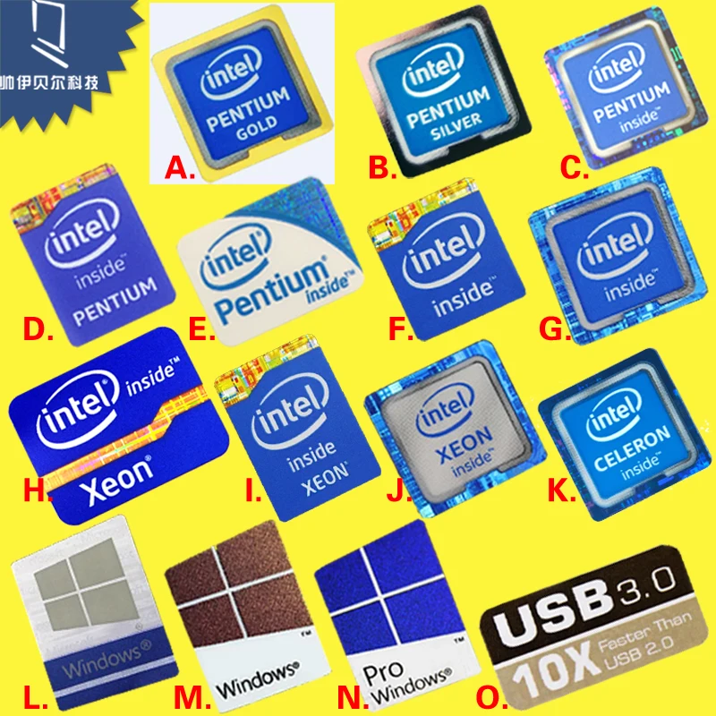 Applicable-Computer-Decorative-Stickers-Inside-Gold-Silver-Pentium-Xeon ...