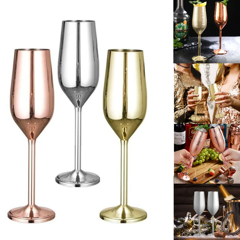 1Pcs 200ml Portable Stainless Steel Champagne Glass Wedding Toasting ...