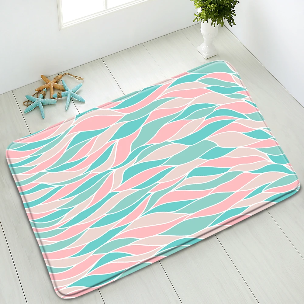 Simple Geometric Non-slip Bath Mat Indoor Floor Mats Bedroom Kitchen ...