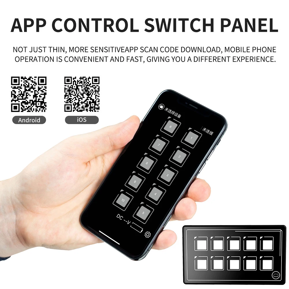 Waterproof 10 Gang RV Switch Panel Bluetooth APP Control Kit LED Light ...
