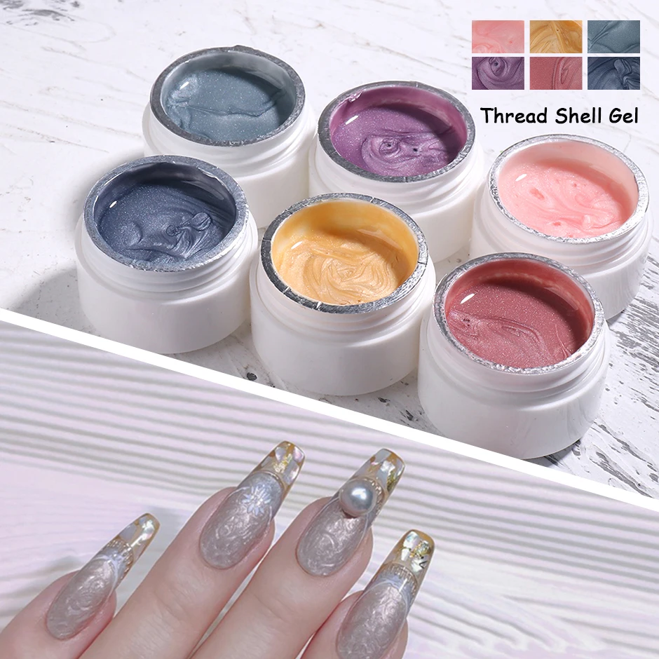6pcs-5ml-Thread-Shell-Nail-Gel-Polish-Pearl-Fritillaria-Hybrid-Varnish ...
