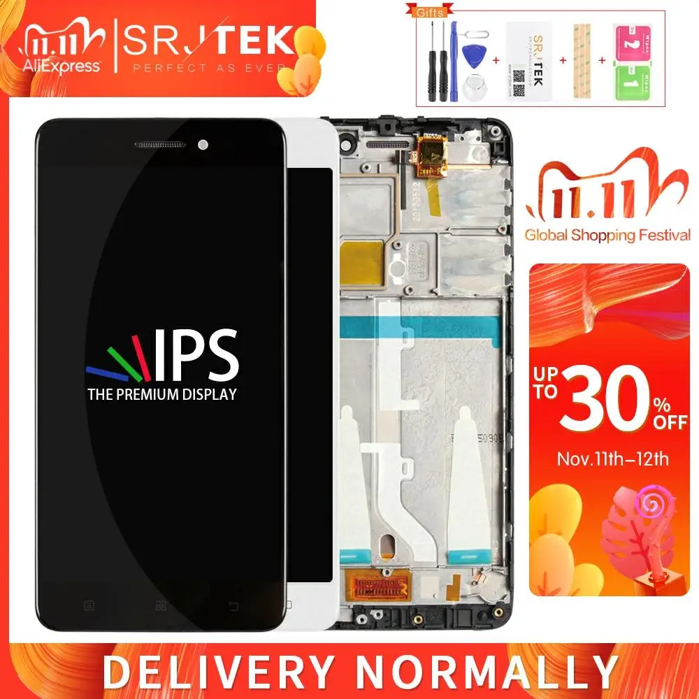 Srjtek 스크린 레노버 S60 S60W LCD 디스플레이 터치 디지타이저 센서, 외부 유리 교체 부품 5.0 인치 프레임 ...