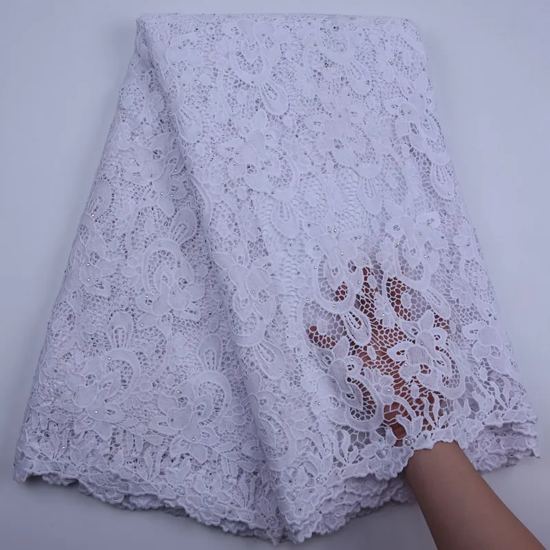 African Lace Fabric Pure White Cord Lace Fabric Water Soluble Lace ...