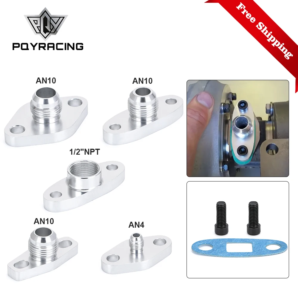 AN4-10-1-2-NPT-Turbo-Oil-Feed-Inlet-Drain-Outlet-Flange-Adapter-Kit-w ...