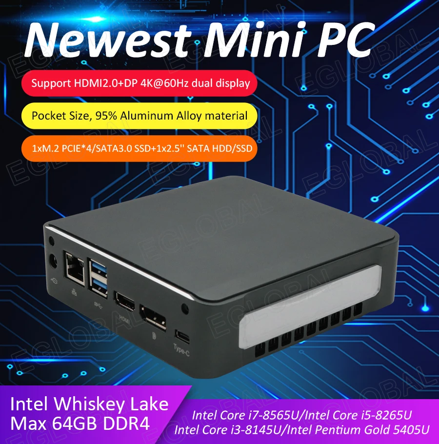 Eglobal Mini Pc Windows 10 Intel I7 10510u I5 10210u 2*ddr4 M.2 Nuc ...