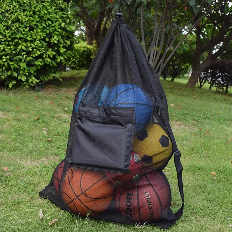 Heavy Duty Mesh Ball Bag Adjustable Sliding Drawstring Drawstring Sport ...
