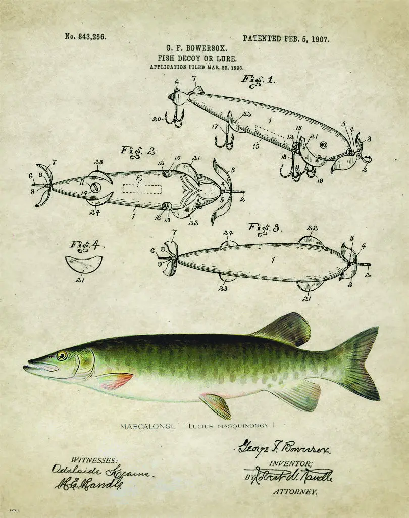Muskie Fishing Lures Art print Silk poster Home Wall Decor|Painting ...