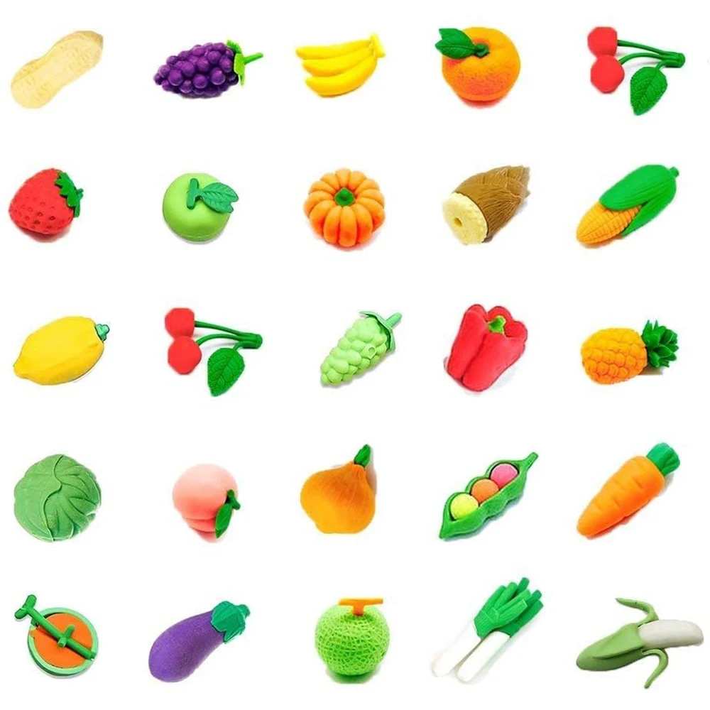 Colorful-Mini-Fruits-Vegetables-Tiny-Foods-Miniature-Pencil-Erasers-for ...