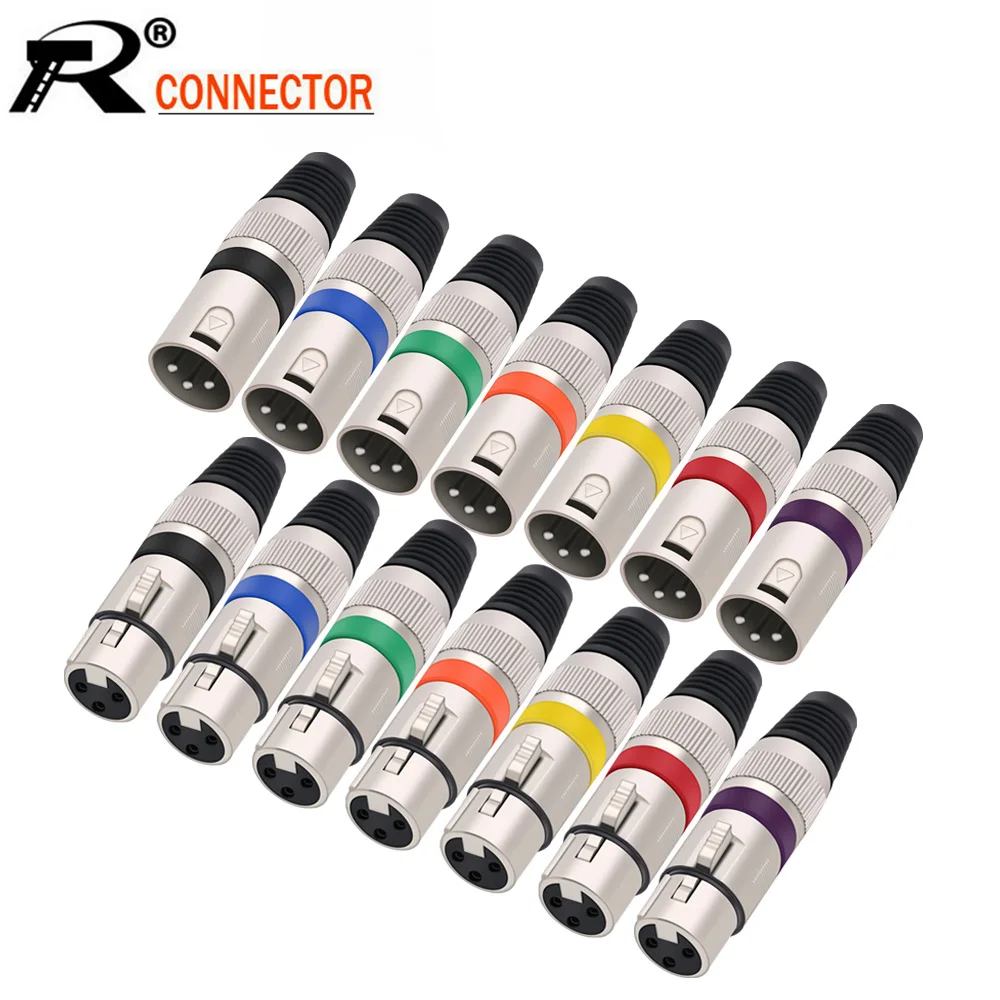 10sets/lot 3 Pin XLR Connectors Male+ Female 3 Pole XLR Plug Jack ...