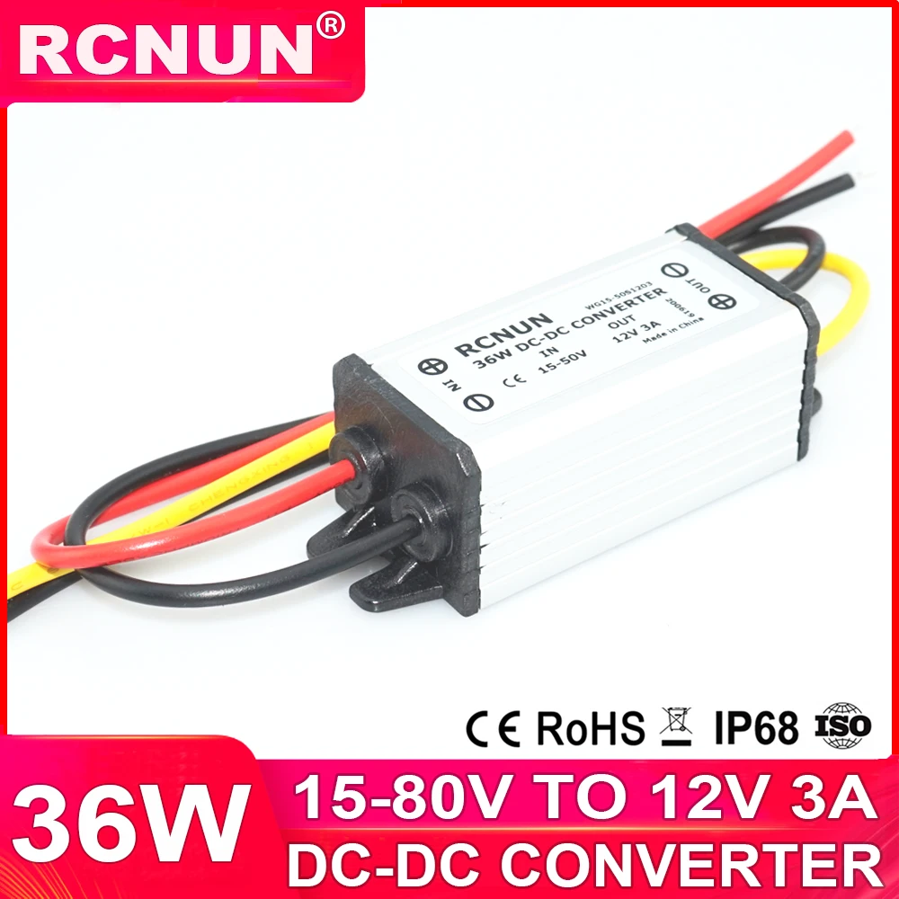 Generic Rcnun 24v 36v 48v 60v To 12v 1a 2a 3a Dc Dc Buck Converter Regulator 15-80 Volt To 12 ...