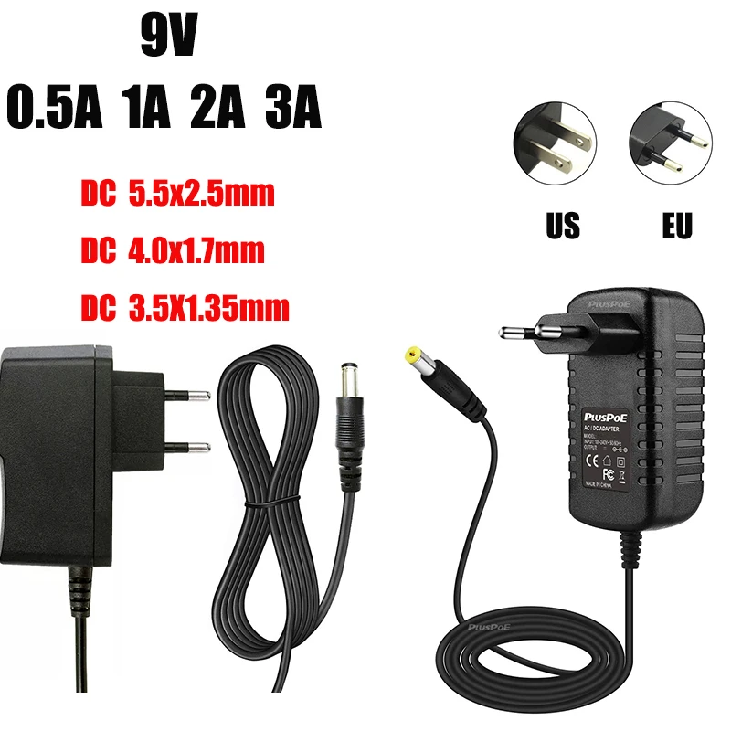 AC/DC Adapter DC9V 0.5A 1A 1.5A 2A 3A AC 100 240V Converter Adapter ...