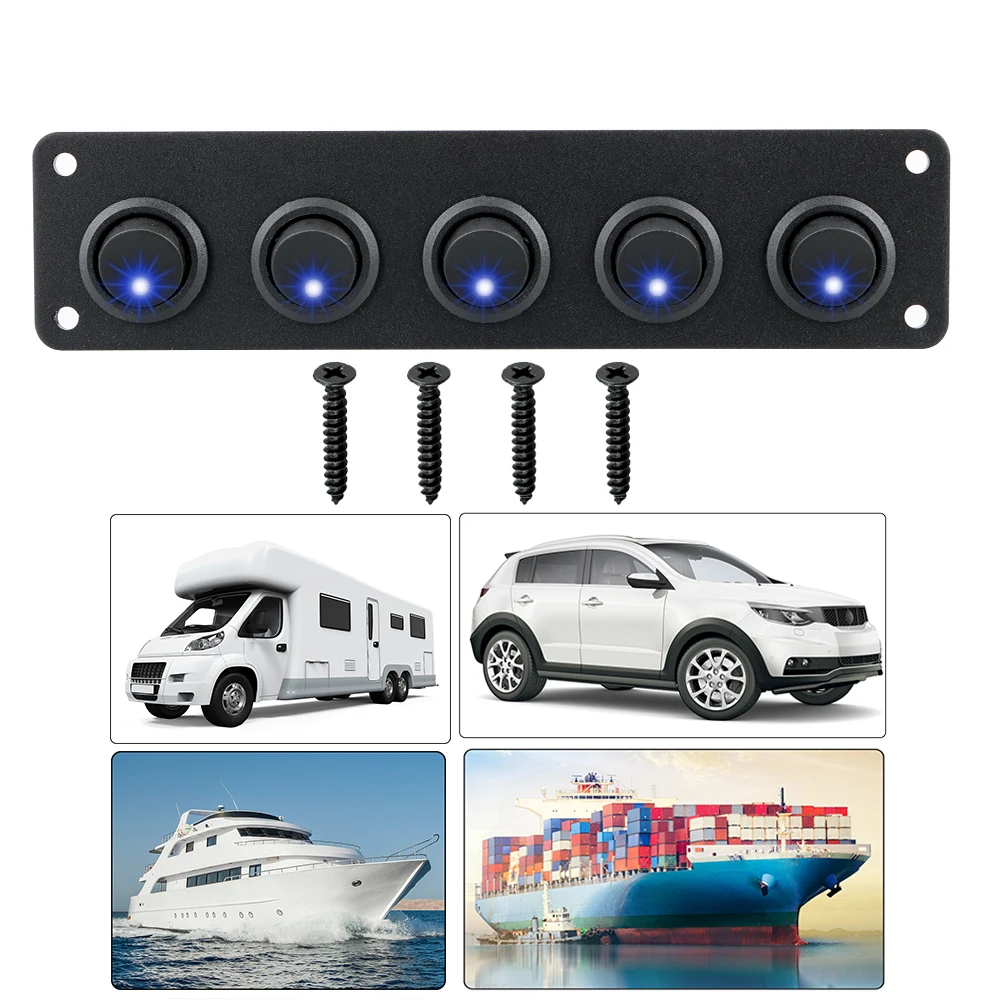 Waterproof-Round-Dash-Rocker-Toggle-Switch-Panel-Outlet-Combination-5 ...