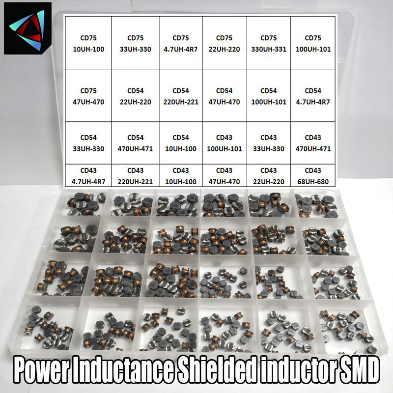 480pcs Cd43 Cd54 Cd75 24value Power Inductance Shielded Inductor Smd 2.2/3.3/4.7/6.8/10/15/22/33 ...