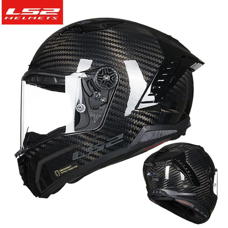 LS2 casco de fibra de carbono FF805 para motocicleta, cascos integrales de coche de carreras ...