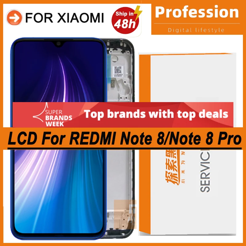 100% Original 6.53'' Ips Display With Frame For Xiaomi Redmi Note 8 Pro ...
