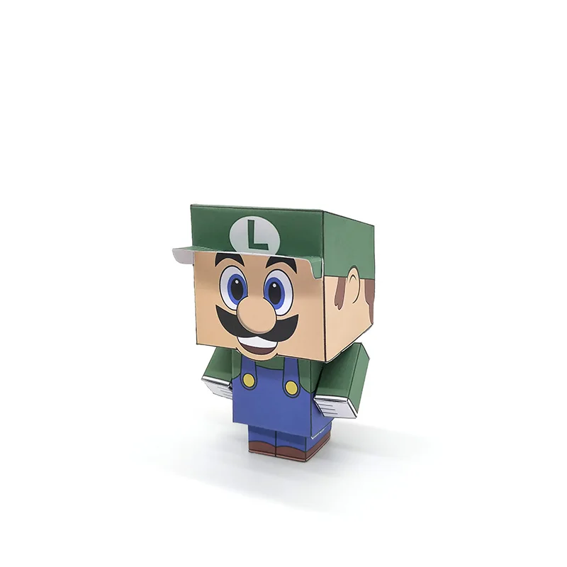 No-glue Super Mario Bros Luigi Folding Cute 3D Paper Model Papercraft ...