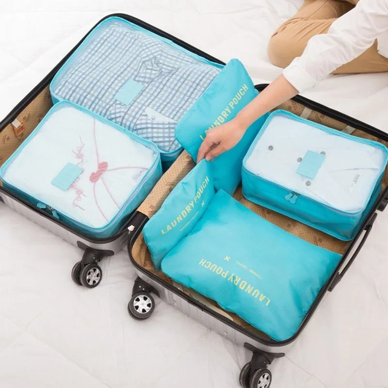 6 pieces Set Travel Organizer Storage Bags Suitcase Packing Set Storage ...