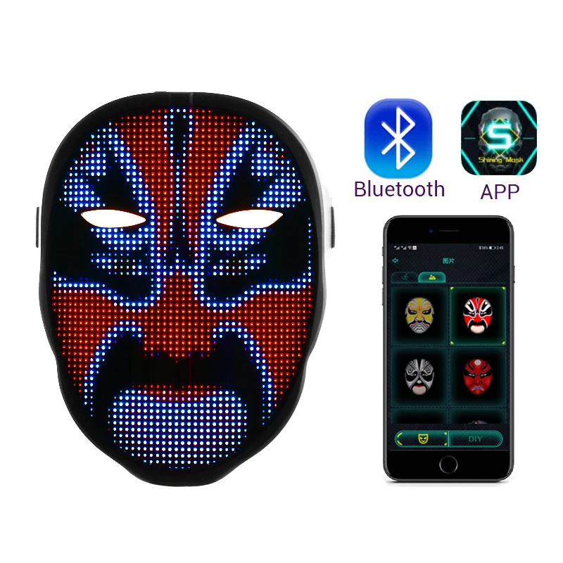 Programmable Luminous Mask Led Face Transforming Mask With Bluetooth ...