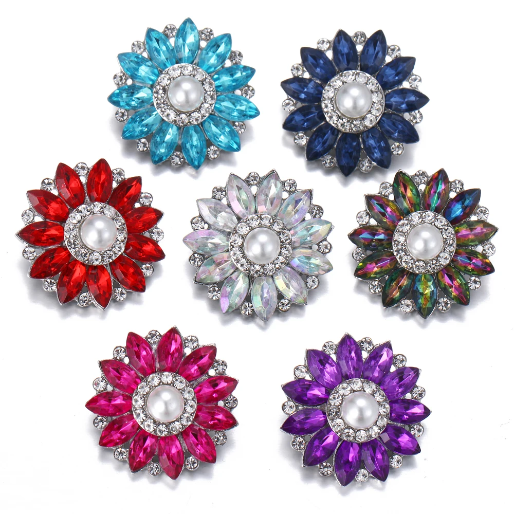 18mm-Snaps-Buttons-Colors-Rhinestone-Flower-style-Snap-Button-For-Snaps ...