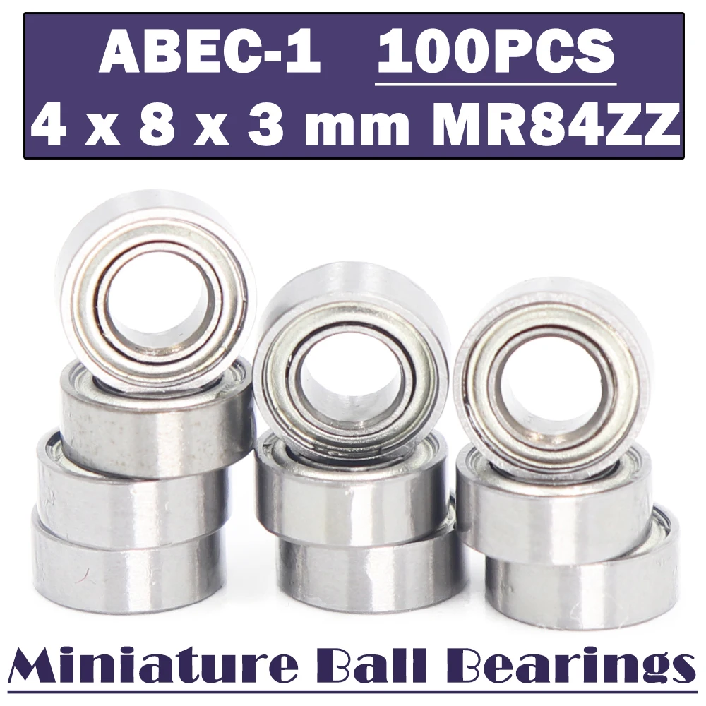 MR84ZZ Bearing ( 100 PCS ) Miniature Ball Bearings WML4008ZZ 4*8*3mm L ...