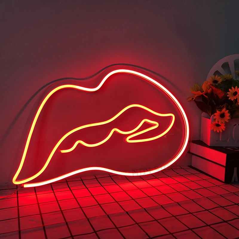 Custom LED Neon Sign light Lips Logo Suitable For Outdoor Home Bedroom ...