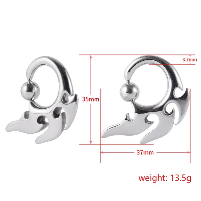 PAIR Stainless Steel Hangers Alien Ear Weights Plugs Tunnel Spiral ...