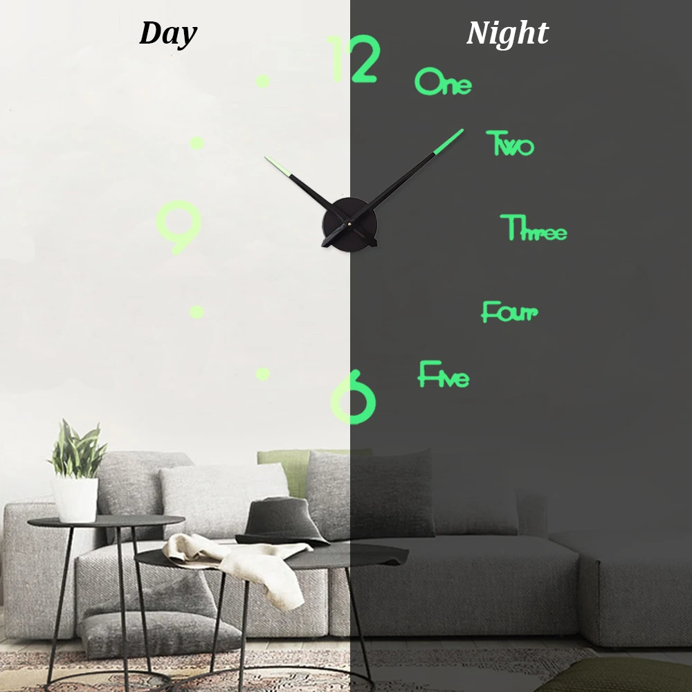 New-3D-DIY-Large-Wall-Clock-Modern-Design-Wall-Sticker-Clock-Silent ...