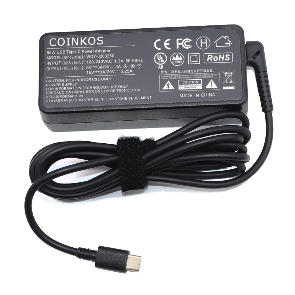 65W Type USB C Power Adapter Laptop Charger for Lenovo ThinkPad L480 ...