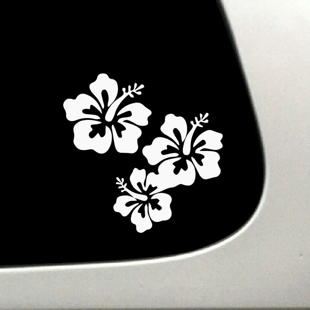 Hibiscus Car Decal Elegantly Blooming Flowers Vinyl Car Stickers For ...