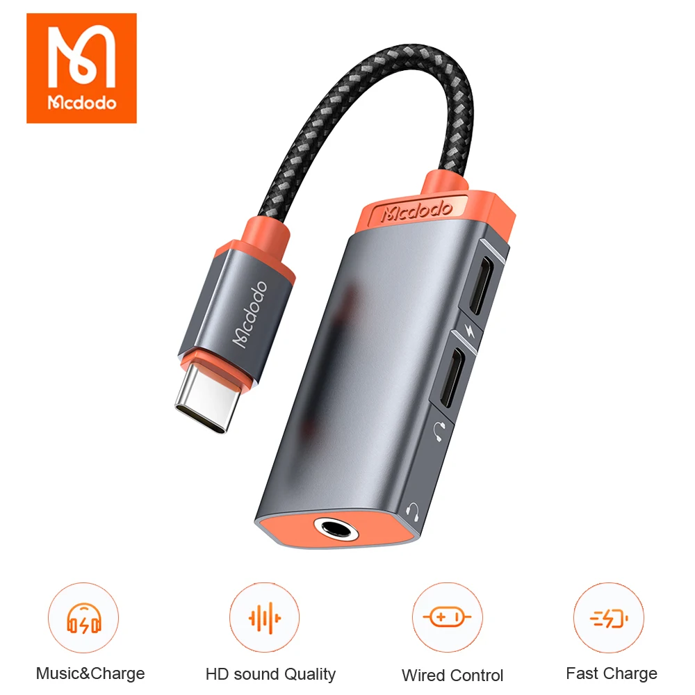 Mcdodo usb c otg adaptador tipo c para jack 3.5mm fone de ouvido aux conversor de cabo áudio pd ...