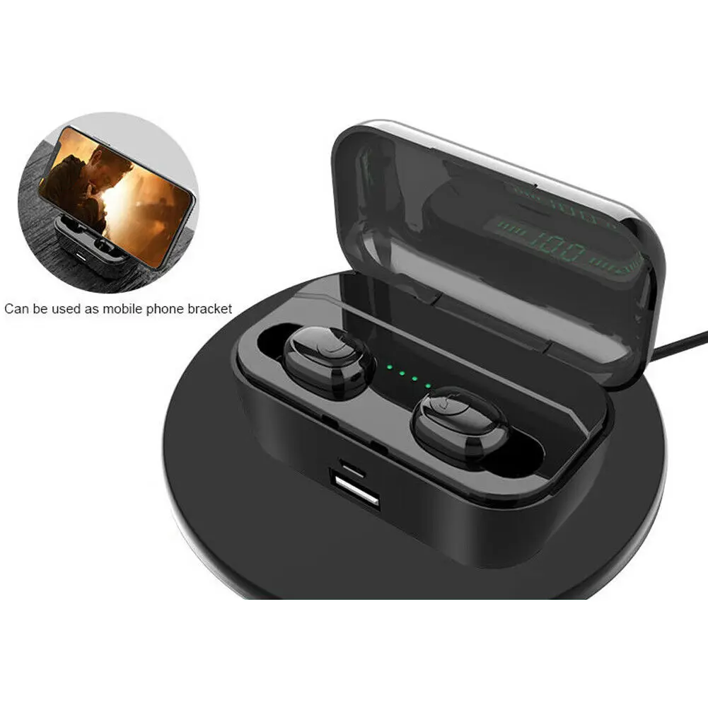 3500 мАч ЖК-TWS беспроводные наушники Bluetooth 8D стерео HiFi ...