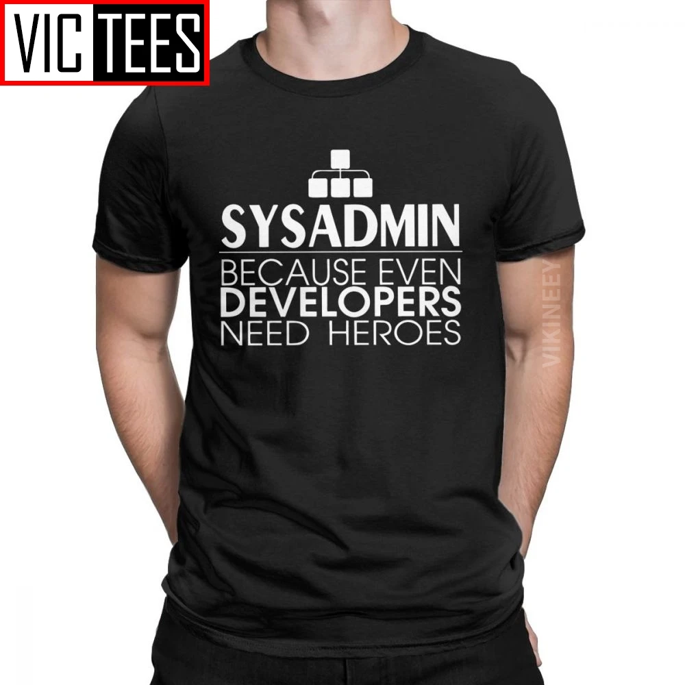 Men Tshirt Sysadmin Developers Heroes Cotton Linux Sysadmin Unix Debian ...