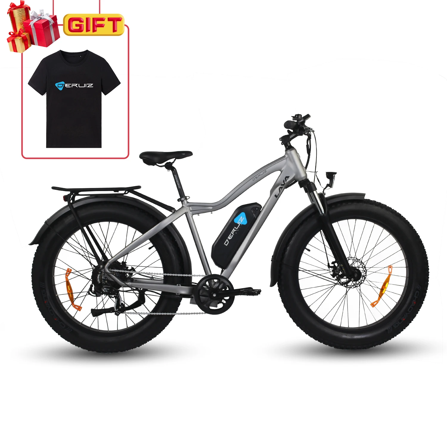 DERUIZ LAVA Electric Bicycle 26Inch Snow Ebike 4.0 Fat Tire 48V 750W ...