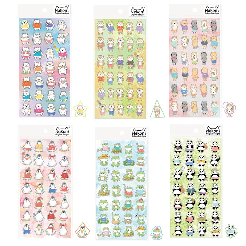 1pcs Kawaii Stationery Stickers Dressing small animals Diary Planner ...