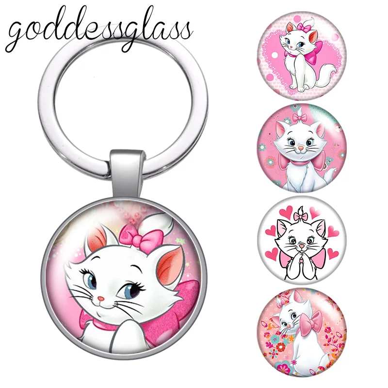 Disney-Cute-Marie-Cat-Girls-gift-glass-cabochon-keychain-Bag-Car-key ...