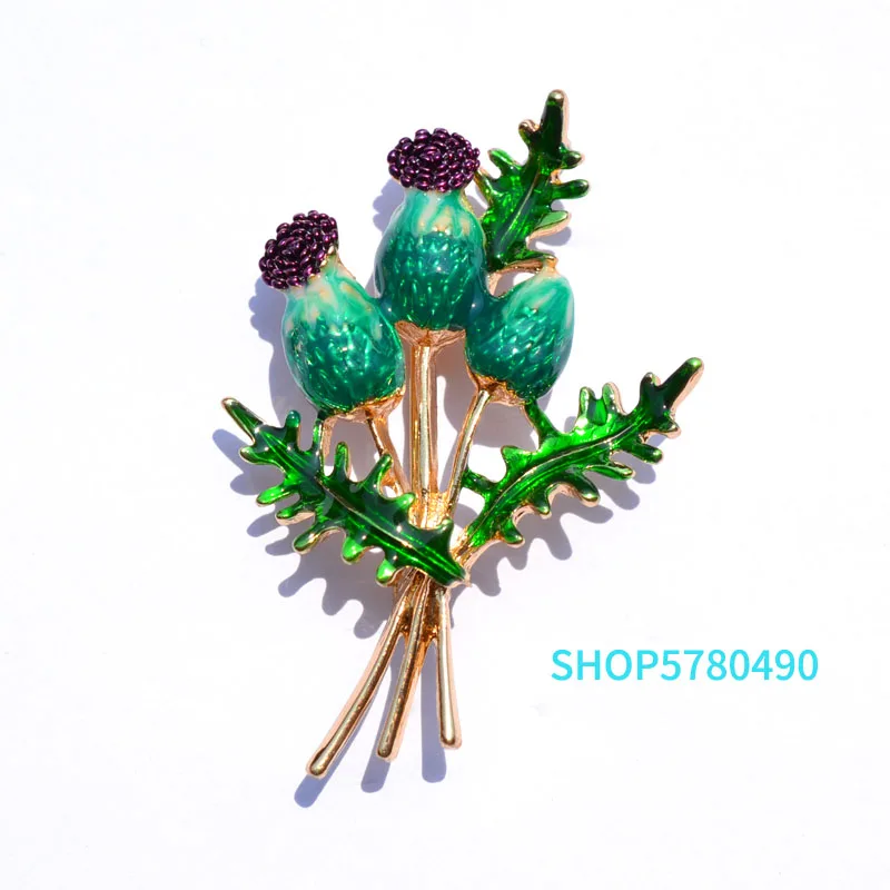 Green Color Cute Flower Brooch for Women Painted Elegant Brooch Alloy ...