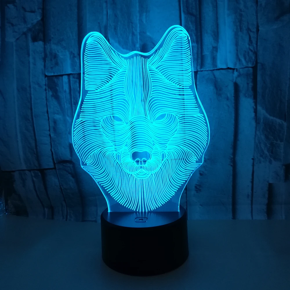 Lámpara de mesa LED 3D con diseño de lobo para dormitorio, luces de ...