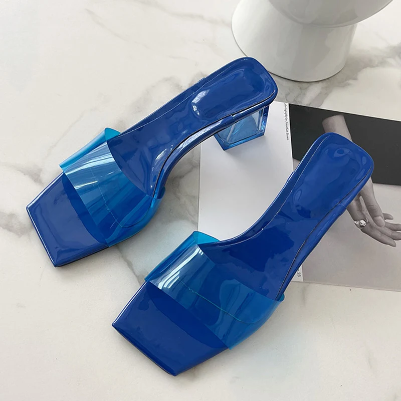 Clear Sandals Women Green | Blue Transparent Slippers | Mules Summer ...