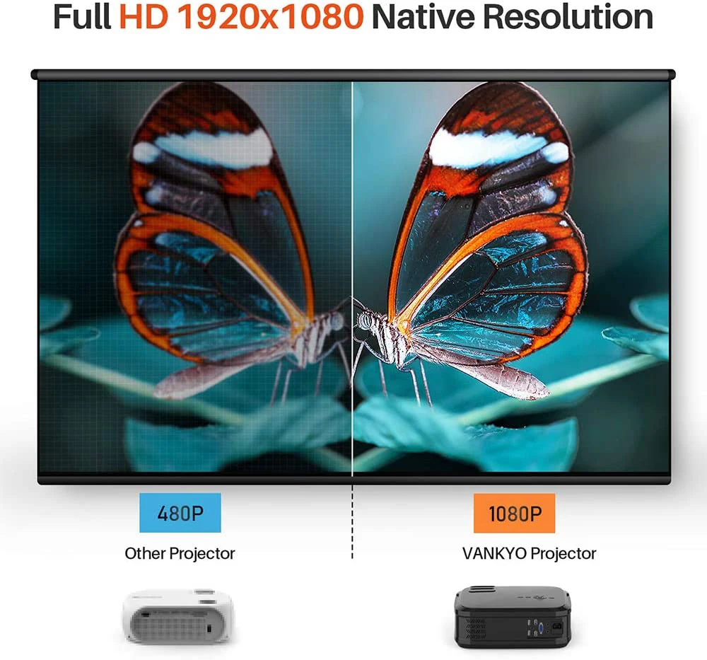 Vankyo Performance V620 Projector Native 1080p 200" Display 50000 Hours ...