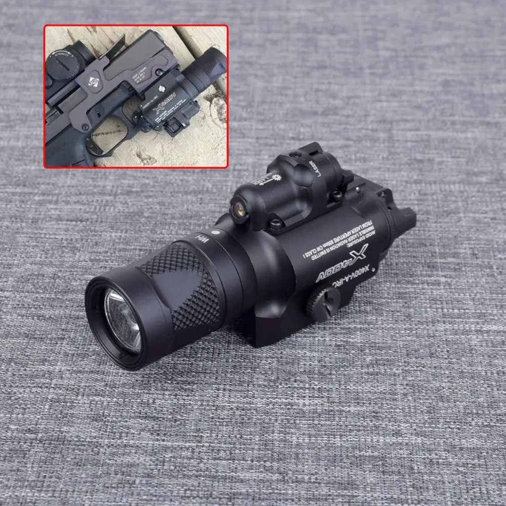 Tactical X400V Weapon Light With Red Laser Pistol Flashlight Handgun Airsoft Hunting Constant ...