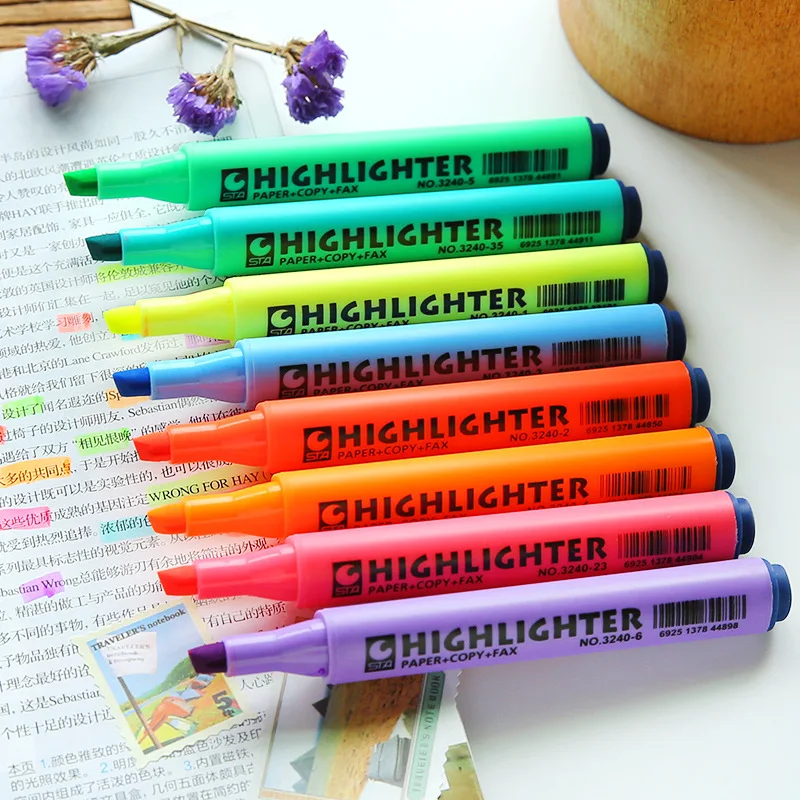 1pcs Sta Fluorescent Highlighter Pen Brilliant Color Triangular Barrel ...