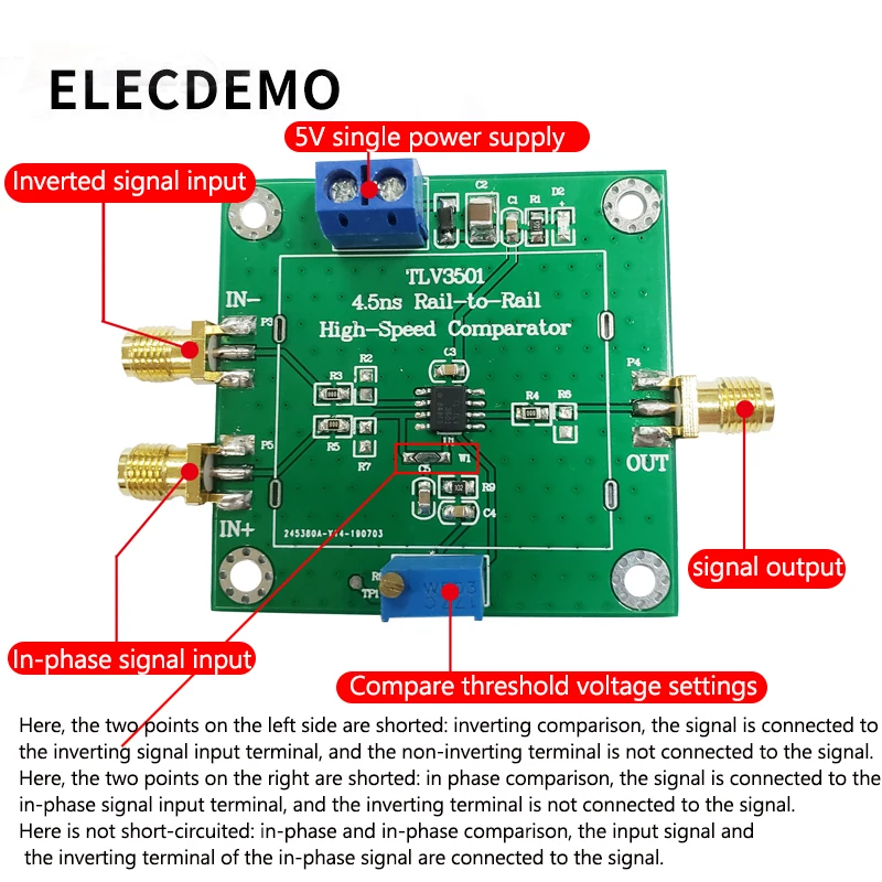 TLV3501 고속 전압 비교기 모듈 (TLV3501 High Speed Voltage Comparator Module)