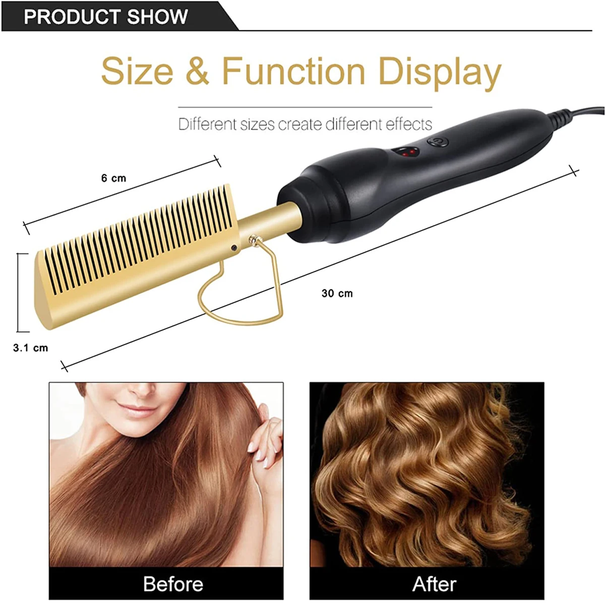 Avec Boîte Lisseur Multifonctions en Fers plats et Brosse pour Cheveux Lisses Peigne chauffant ...