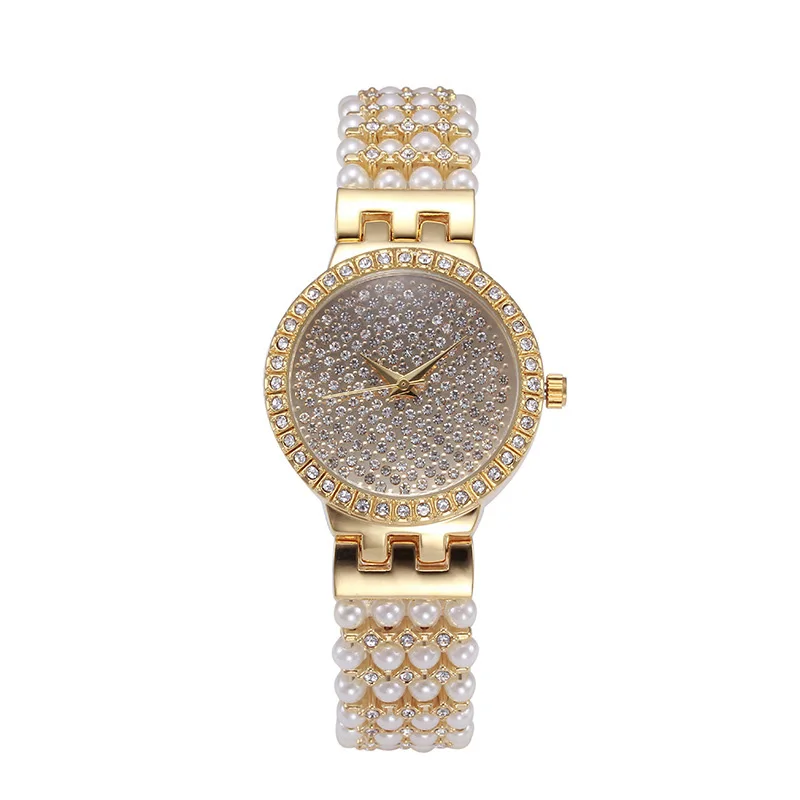 Women-s-Elegant-Pearl-Quartz-Wristwatch-Stainless-Steel-Watchband-Full ...