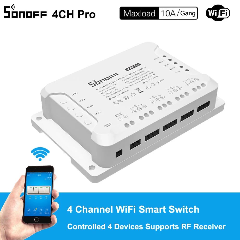 Sonoff 4CH Pro R3 10A /Gang 4 Channel Wifi Smart Switch 433 MHZ RF ...